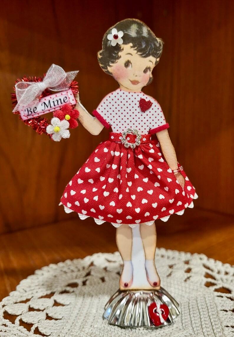Valentine Paper Doll Handmade Paper Doll Valentine Tart Tin - Etsy