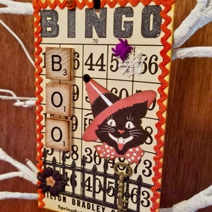 Handmade Halloween Bingo Card Halloween Feather Tree - Etsy