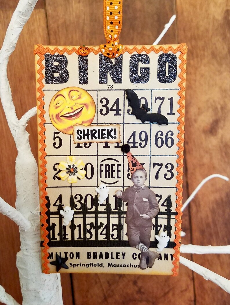 Handmade Halloween Bingo Card Halloween Feather Tree - Etsy