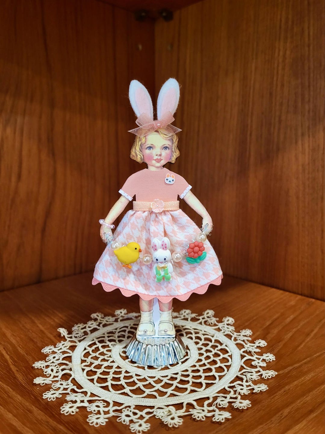 Handmade Easter Paper Doll, Altered Paper Doll, Easter Decor, Easter ...