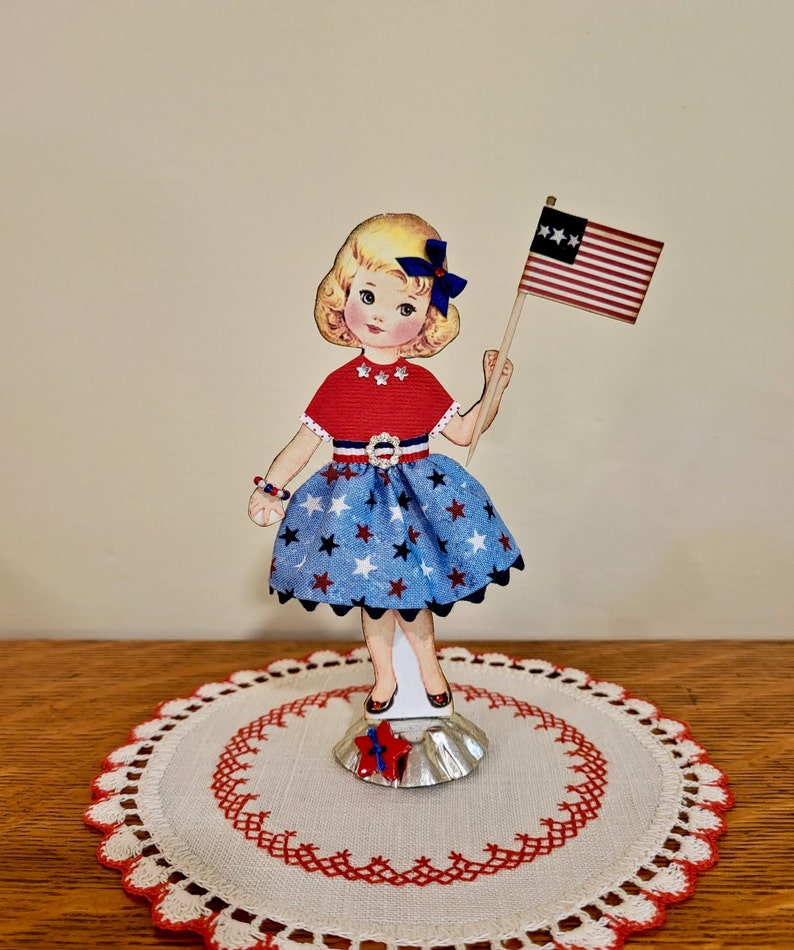 Handmade Patriotic Paper Doll Fourth of July Paper Doll - Etsy