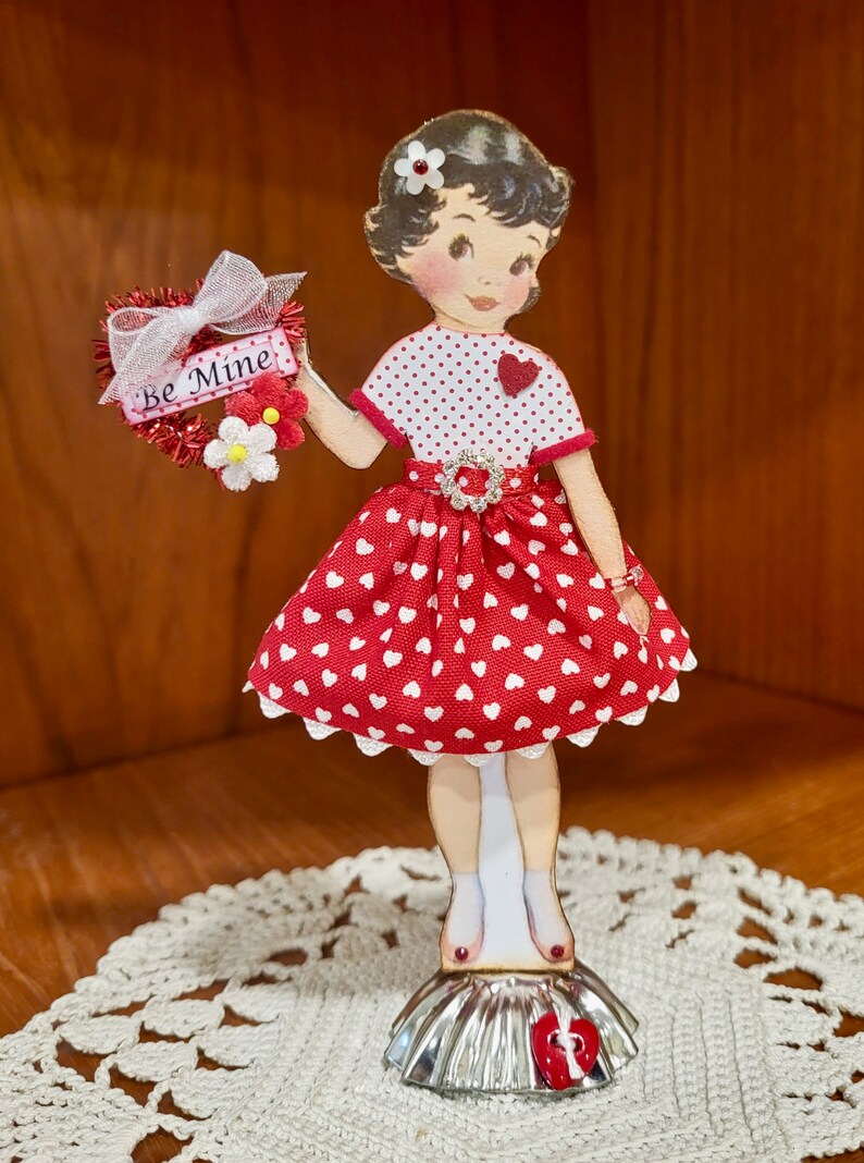 Valentine Paper Doll Handmade Paper Doll Valentine Tart Tin - Etsy