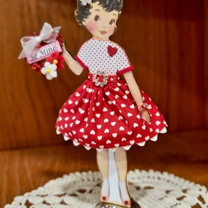 Valentine Paper Doll Handmade Paper Doll Valentine Tart Tin - Etsy