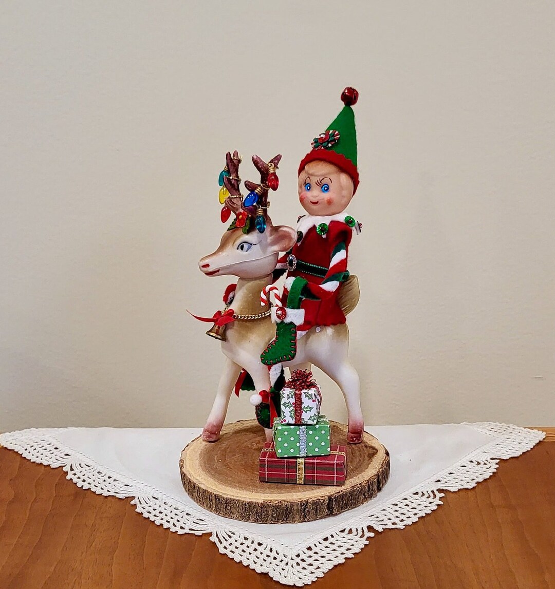Elf on a Deer Handmade Elf Decoration up Cycled Elf Bump - Etsy