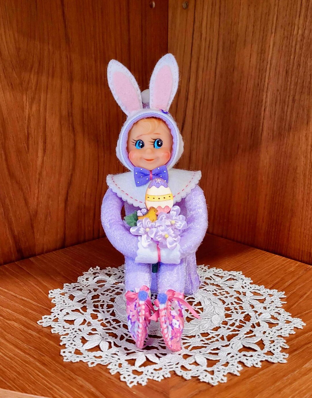 Handmade Easter Bunny Elf Knee Hugger: Vintage Head, Crushed Velour - Etsy