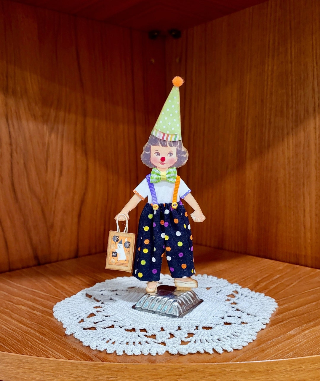Halloween Paper Doll, Paper Doll Clown, Handmade Halloween Decoration ...