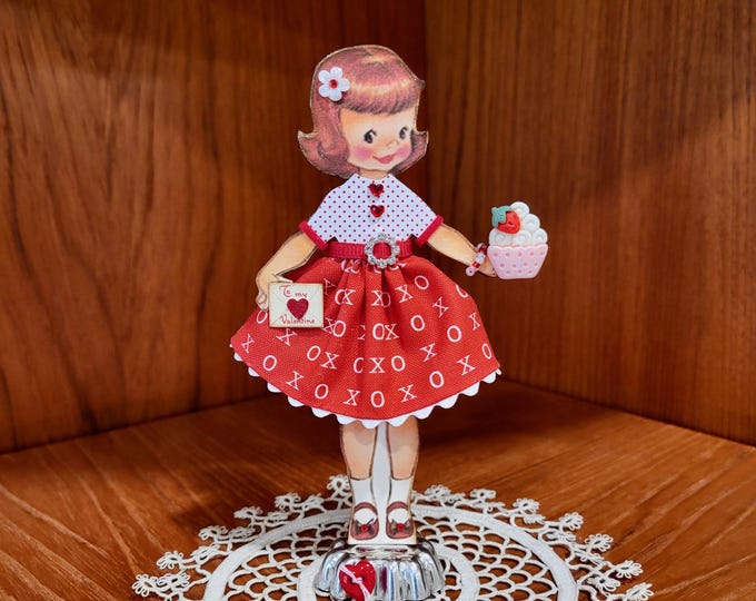 Valentine Paper Doll, Handmade Paper Doll, Valentine Tart Tin ...