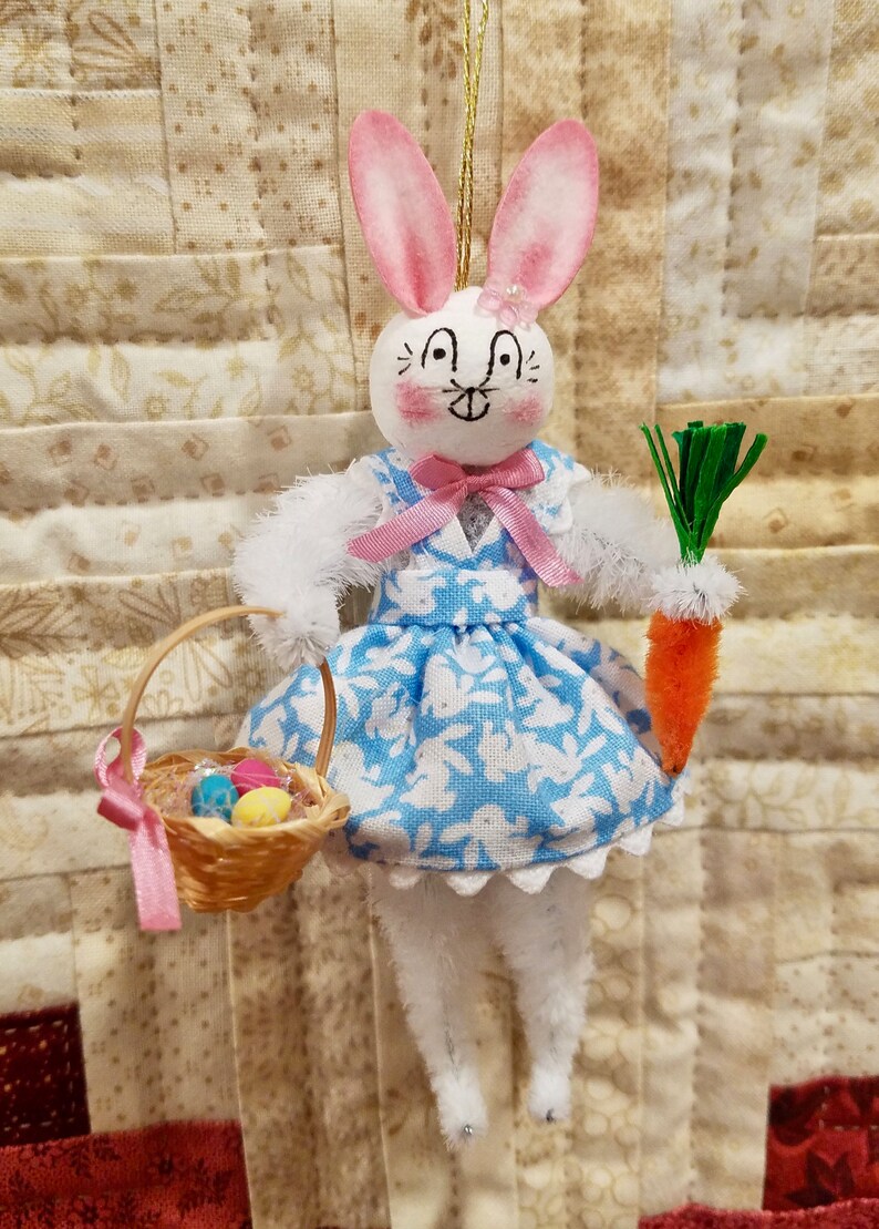 Bump Chenille Easter Bunny Spun Cotton Head Easter Feather - Etsy