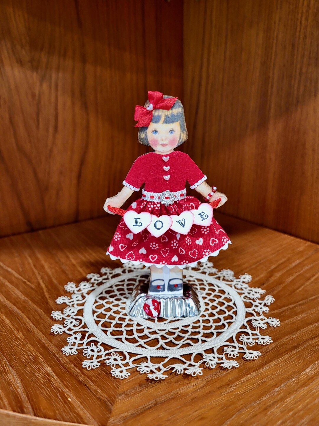 Valentine Paper Doll, Handmade Paper Doll, Valentine Tart Tin ...