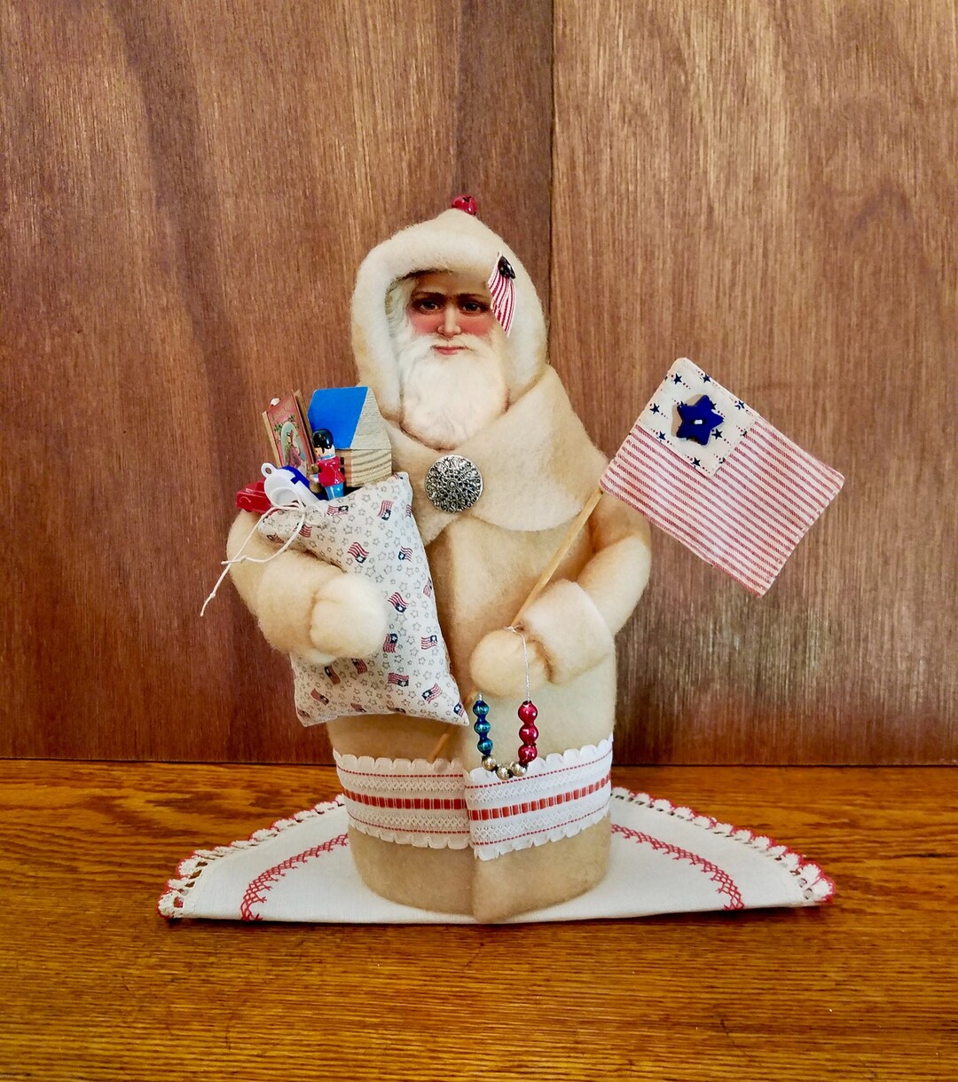 Patriotic Santa, Handmade Santa, Batting Santa, Uncle Sam Santa, USA ...