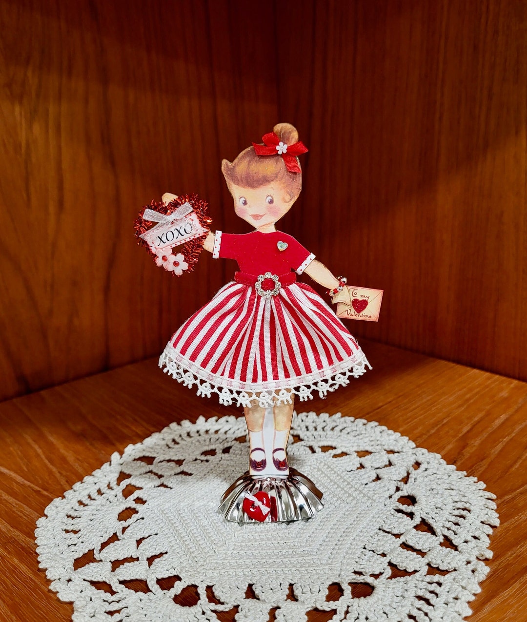 Valentine Paper Doll, Handmade Paper Doll, Valentine Tart Tin ...