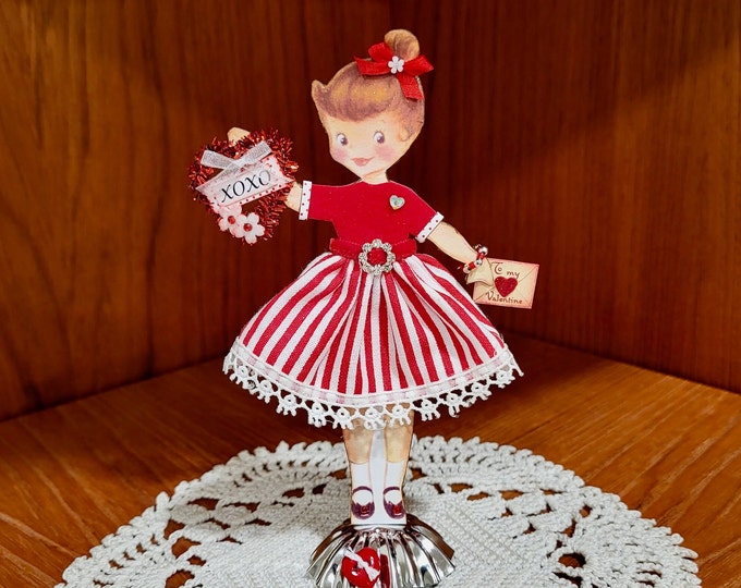 Valentine Paper Doll, Handmade Paper Doll, Valentine Tart Tin ...
