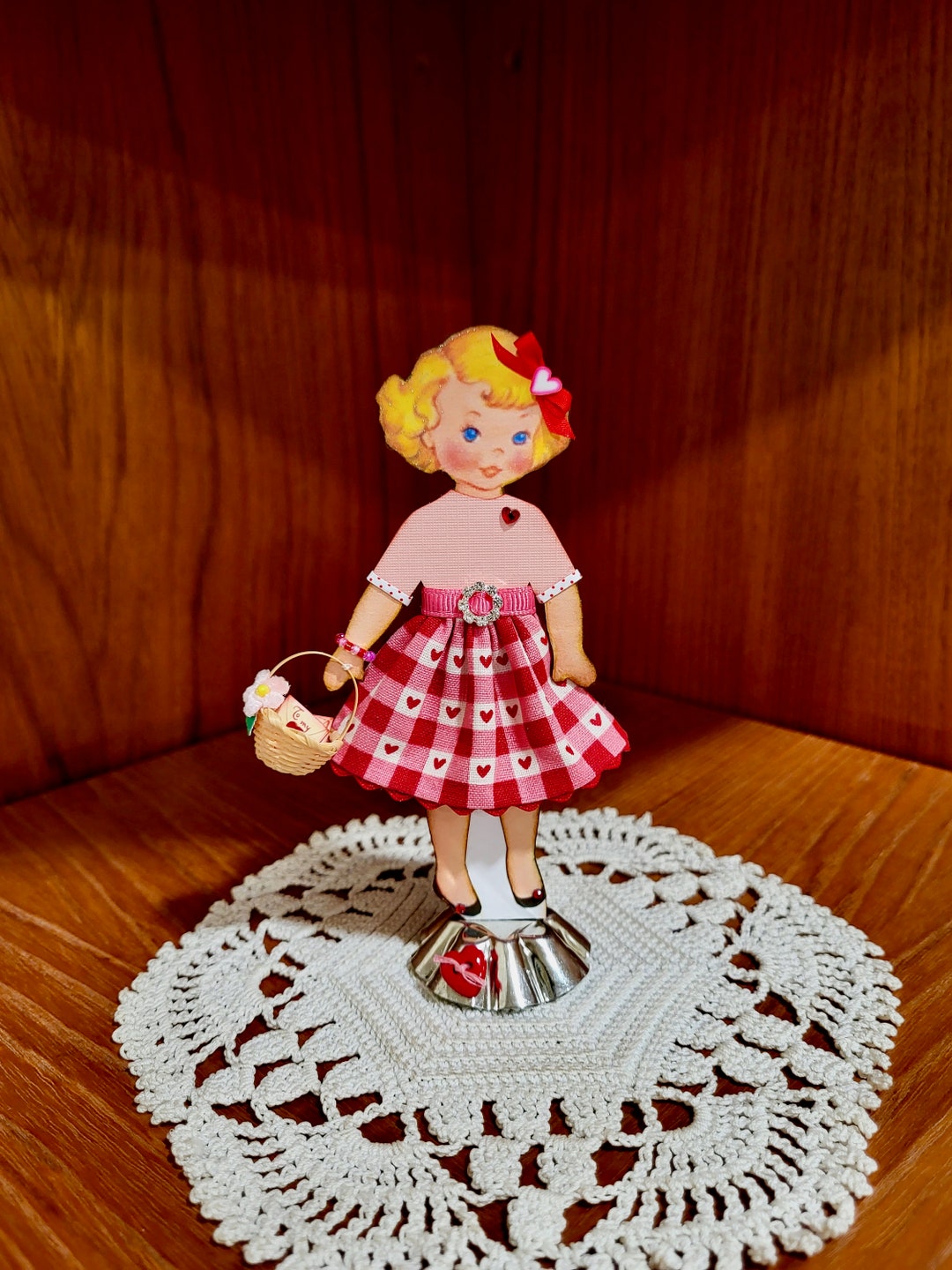 Valentine Paper Doll, Handmade Paper Doll, Valentine Tart Tin ...
