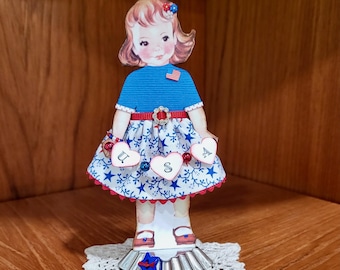 Handmade Patriotic Paper Doll, Fourth of July Paper Doll, Memorial Day ...