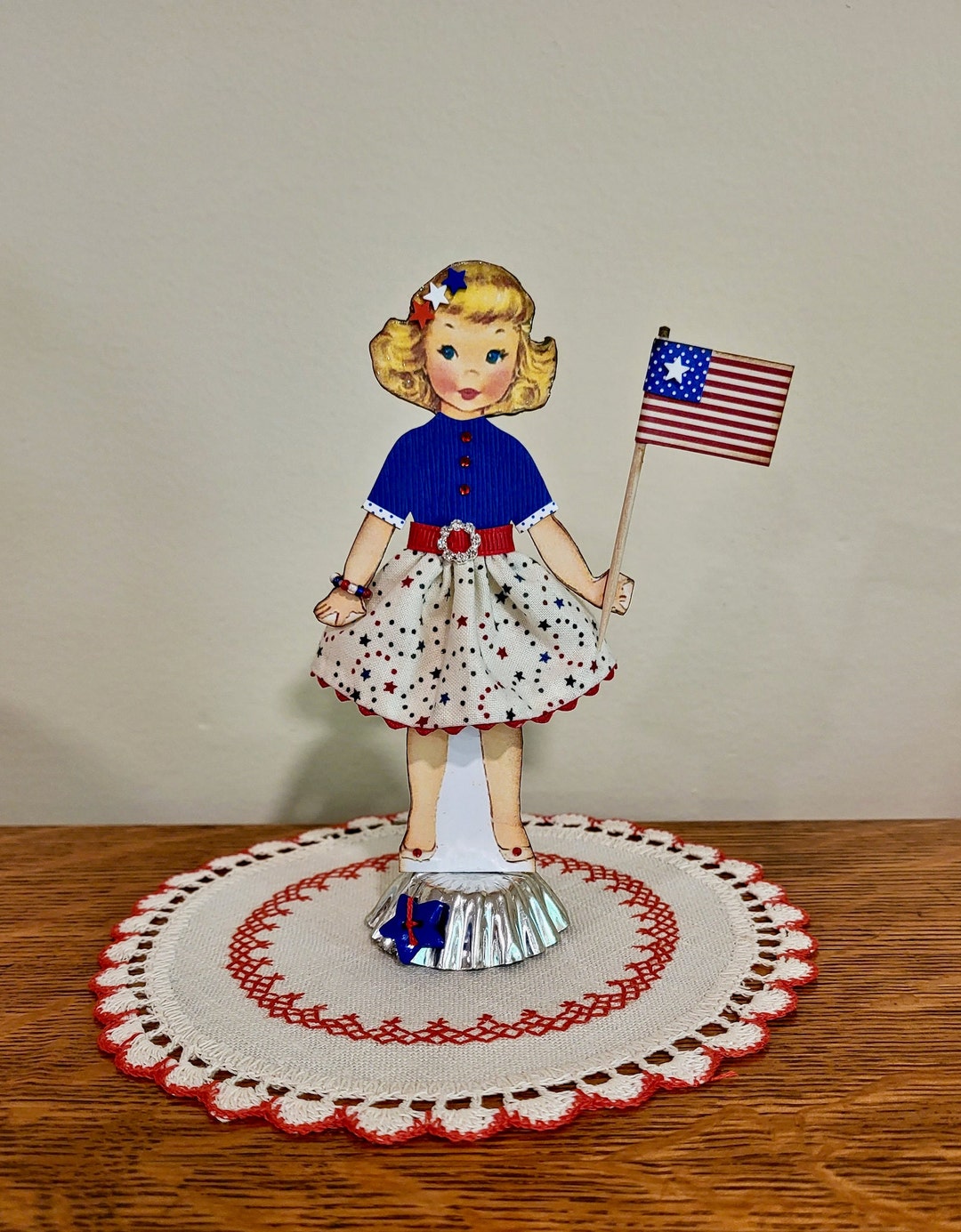 Handmade Patriotic Paper Doll Fourth of July Paper Doll - Etsy
