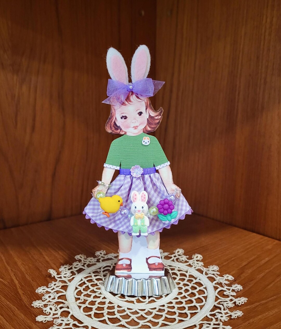 Handmade Easter Paper Doll, Altered Paper Doll, Easter Decor, Easter ...