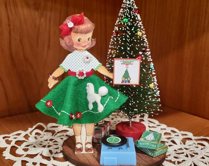 Paper Doll Christmas Scene, Poodle Skirt Paper Doll, Christmas ...