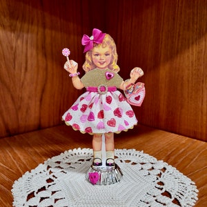 Valentine Paper Doll, Handmade Paper Doll, Valentine Tart Tin ...