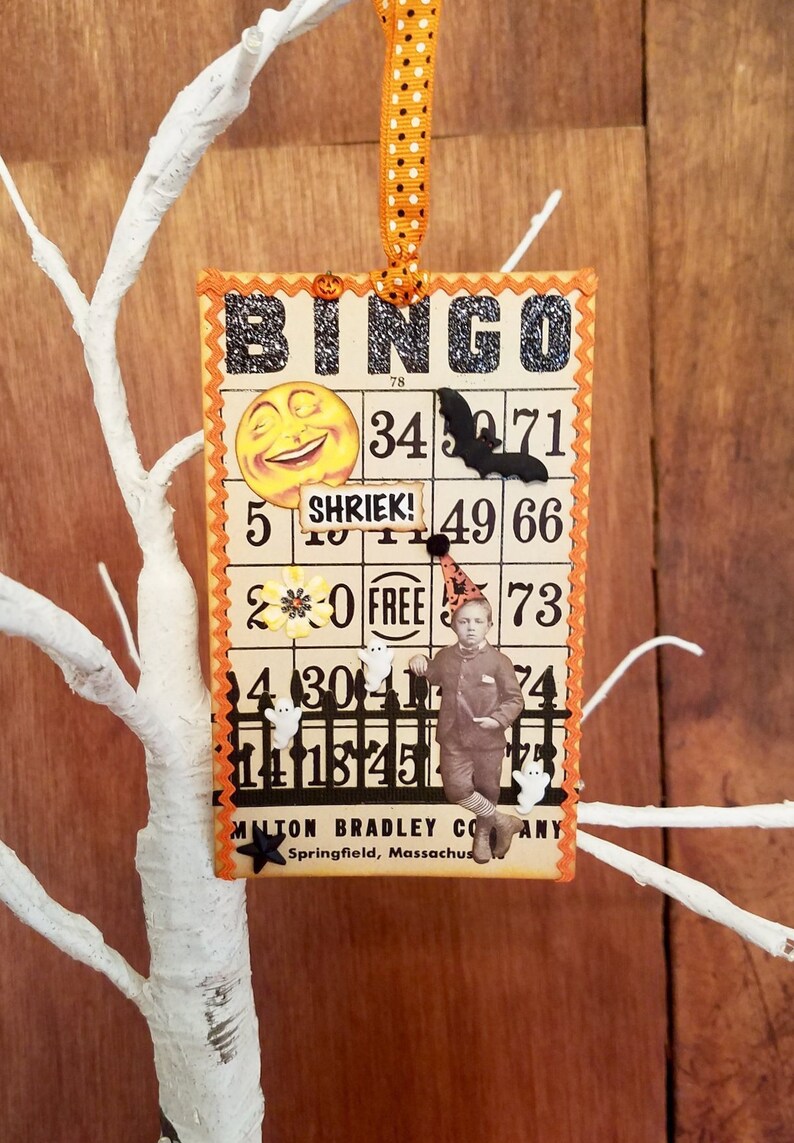 Handmade Halloween Bingo Card Halloween Feather Tree | Etsy
