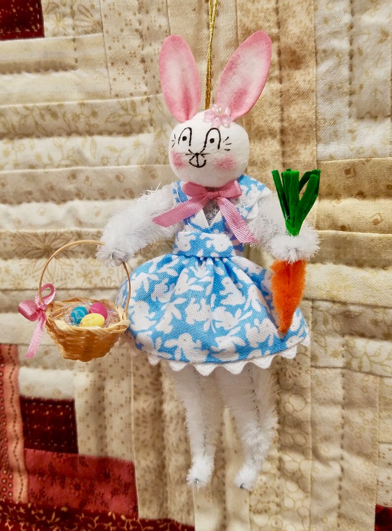 Bump Chenille Easter Bunny Spun Cotton Head Easter Feather - Etsy