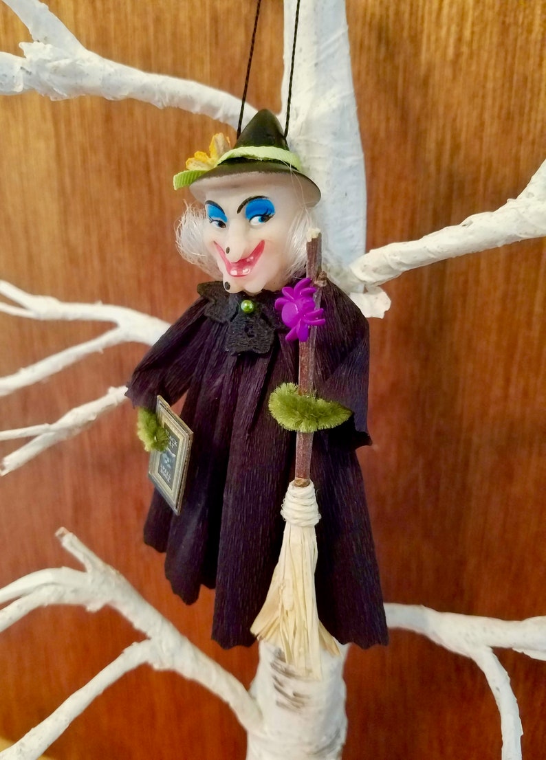 Handmade Witch Vintage Witch Head Doll Halloween Feather - Etsy