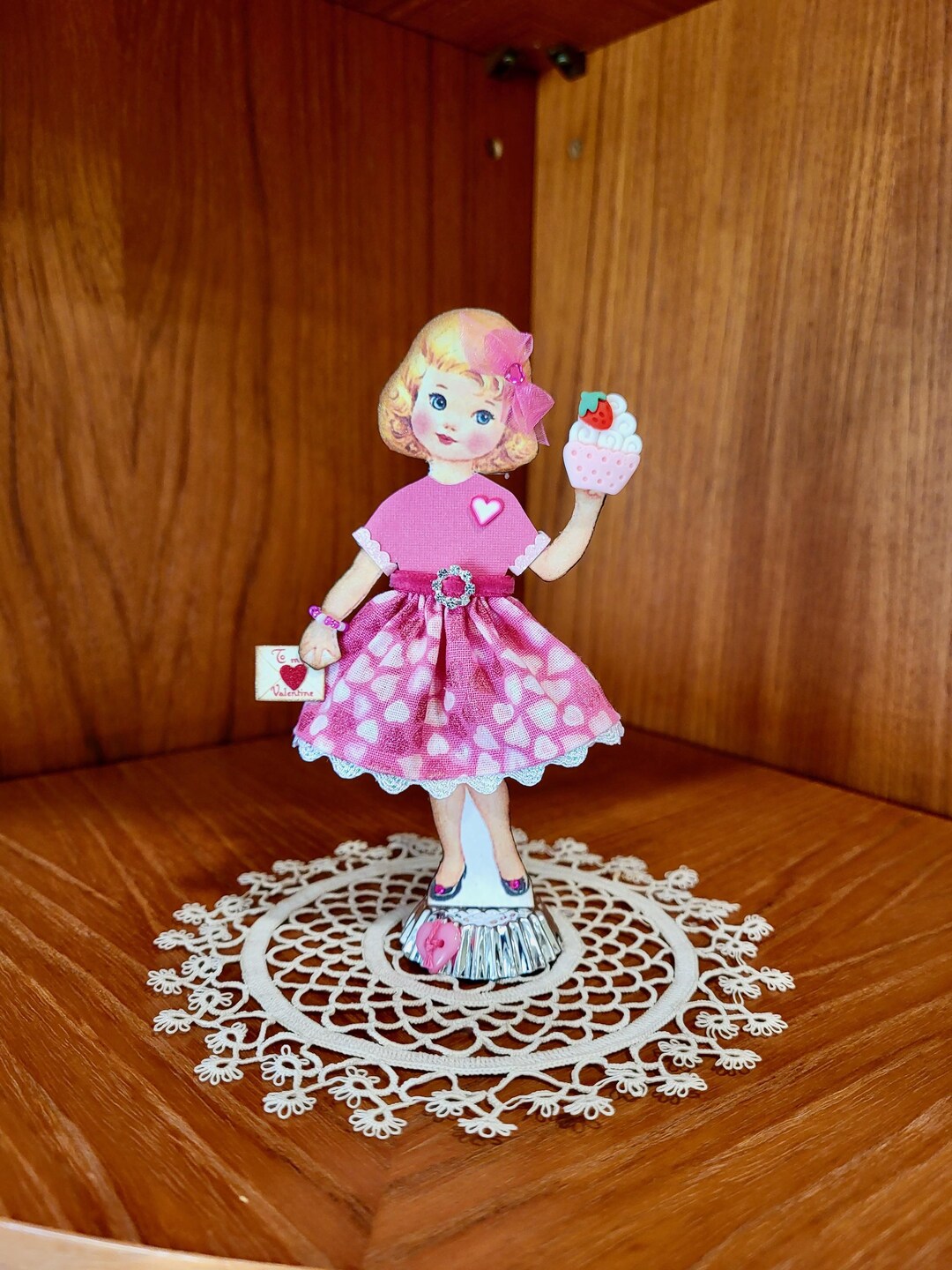 Valentine Paper Doll, Handmade Paper Doll, Valentine Tart Tin ...