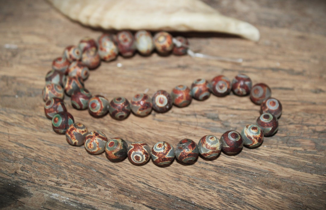 Tibetan Dzi Agate Beads, Eye Bead, Bead Strand, Necklace Beads, 10 Mm ...