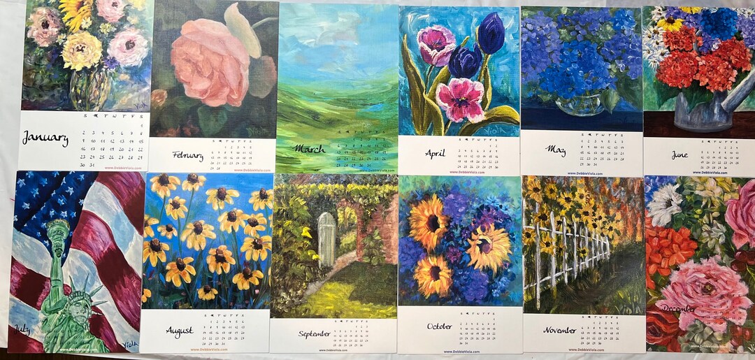 2022 Artist Calendar, New York Floral/landscape Art 5"x7" Desk Calendar ...