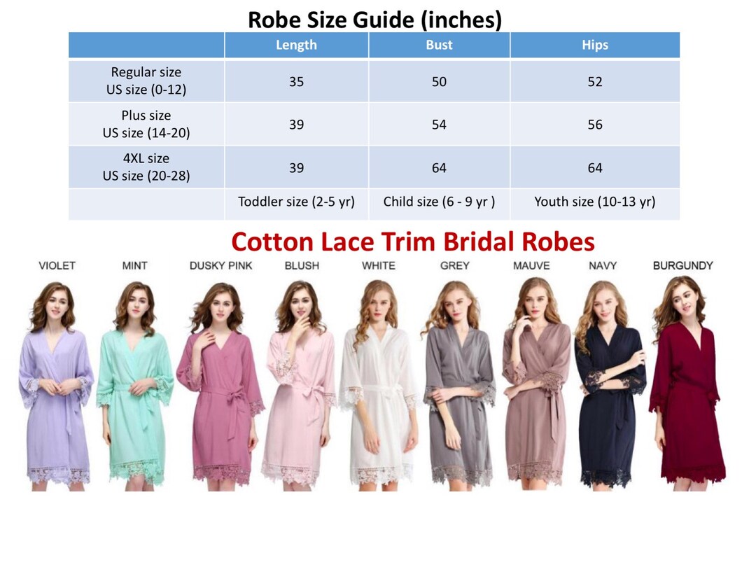 SALE Robes Regular Size, Plus Size, 3XL, 4XL Size Bridesmaid Robes ...