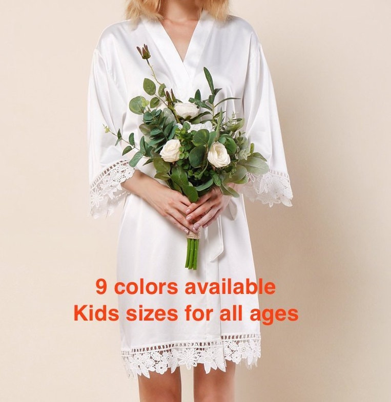 SALE Bridal Robes Lace Solid Silk Satin Robes Regular & Plus | Etsy