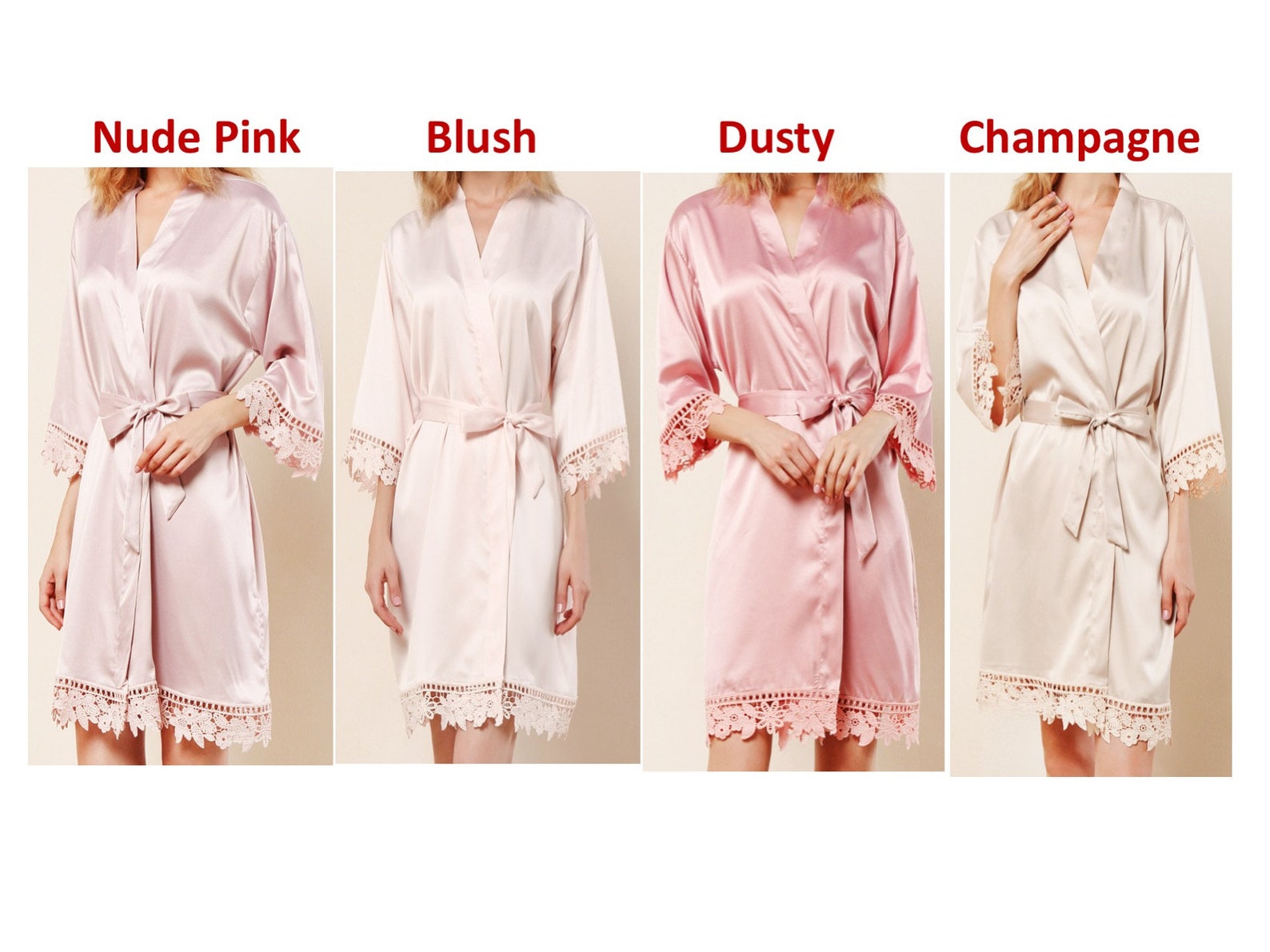 Set of 9 Robes Bridal Robes Solid Silk Satin Robes Regular & | Etsy