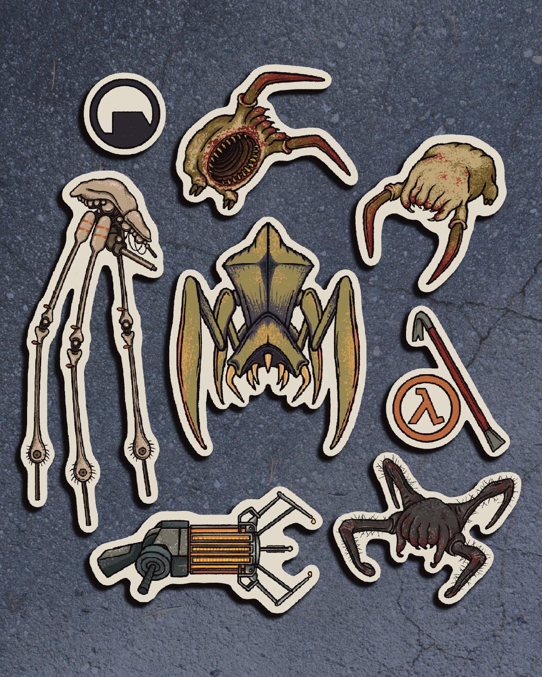 Half-life Inspired Sticker Pack | Gamer Vinyl Decals | HL2 Headcrab ...