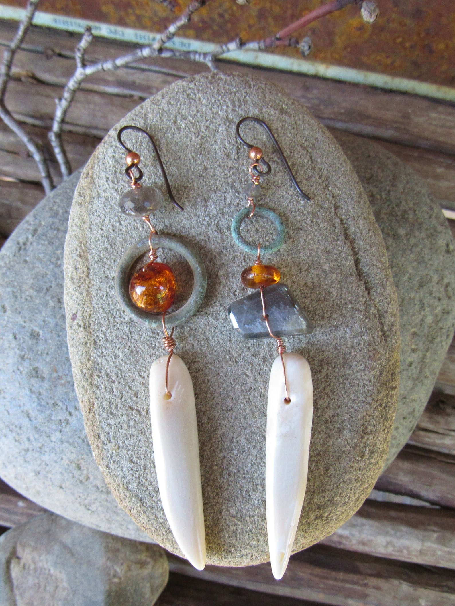 Bear Goddess "tooth" Earrings W/genuine Ancient Celtic Bronze Money ...