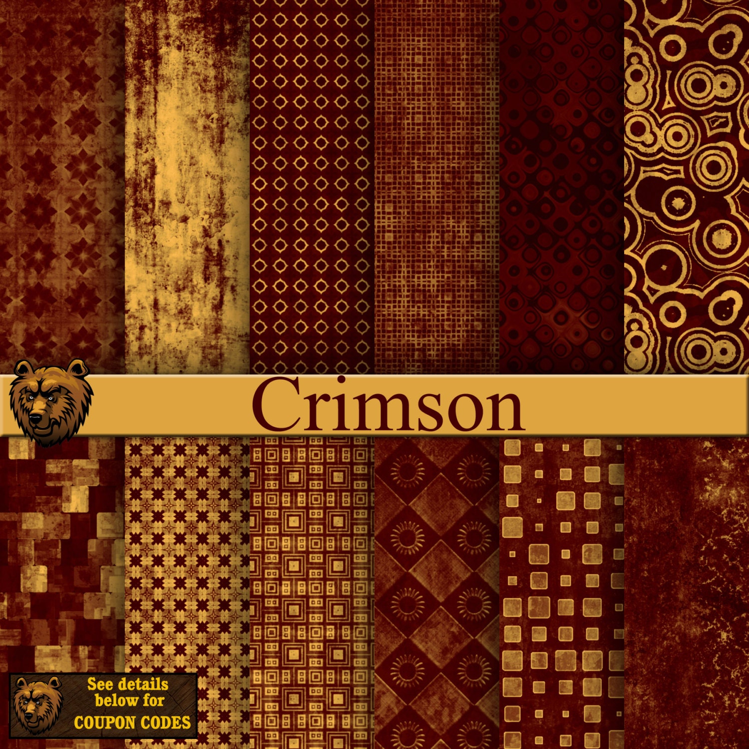 Crimson Digital Paper, Scrapbook Paper, Background Paper - Etsy