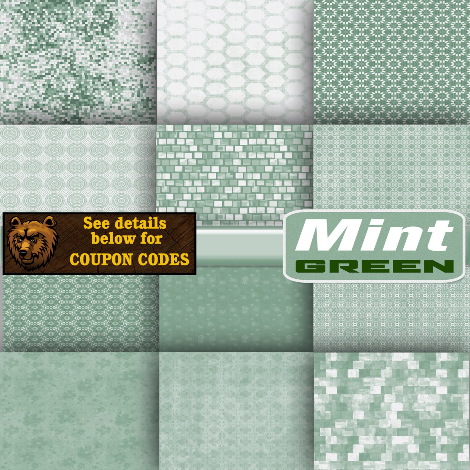 Green Digital Paper, Scrapbook, Background - Etsy