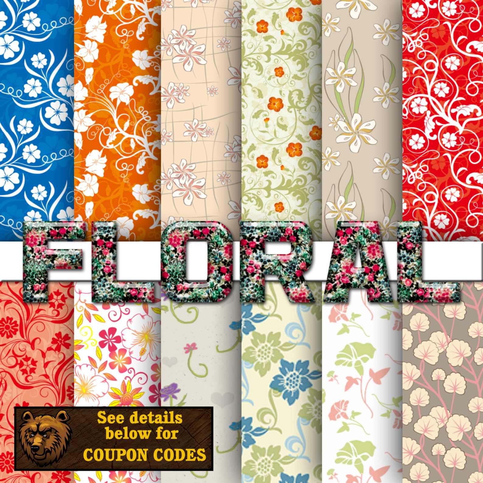Floral Digital Paper, Digital Download, Scrapbook, Background - Etsy