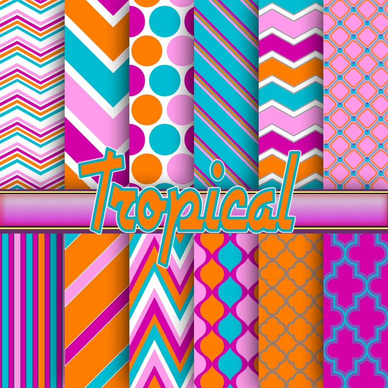Tropical Digital Paper, Tropical Background, Tropical Scrapbook Paper ...