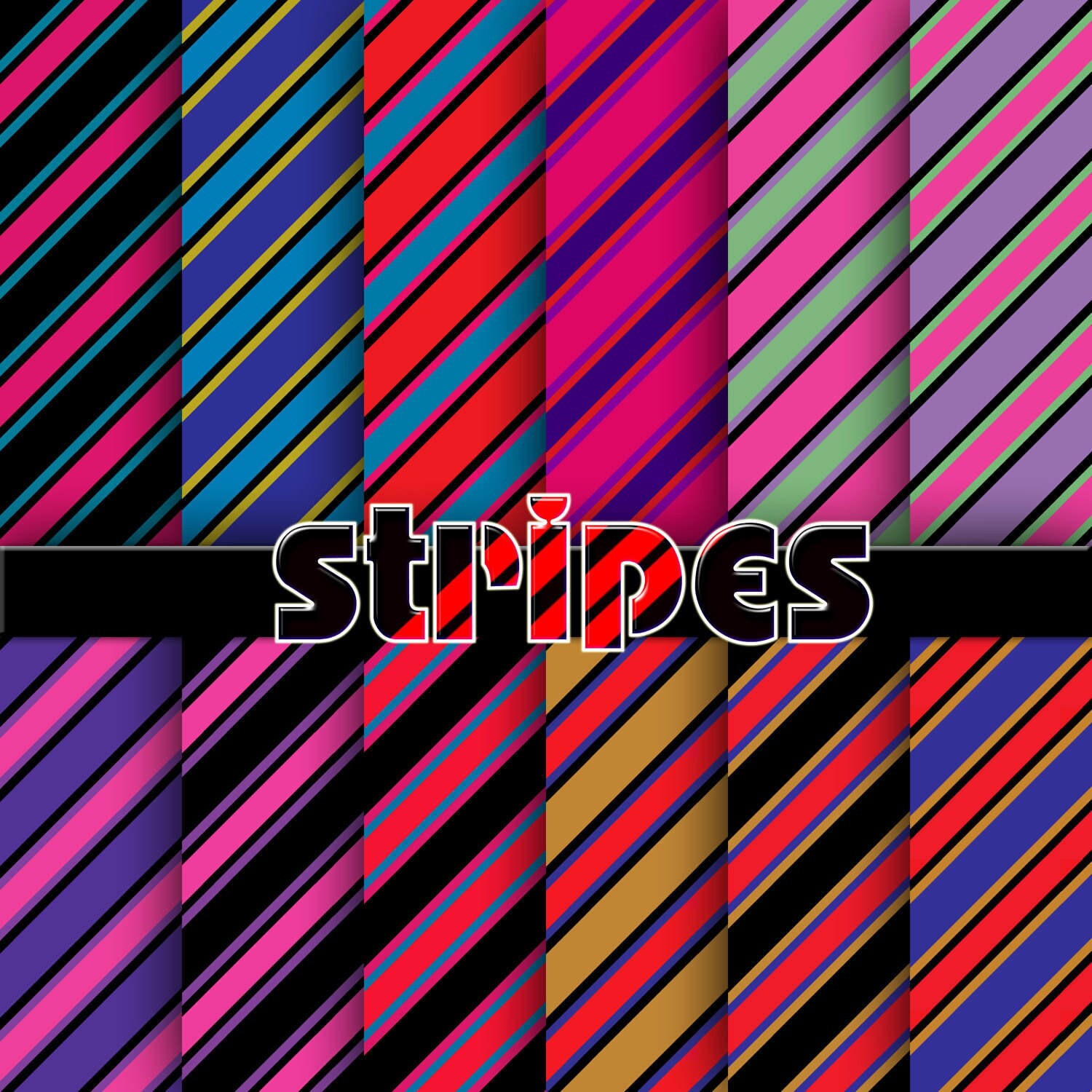 Stripes Digital Paper, Stripes Background, Stripes Scrapbook Paper ...