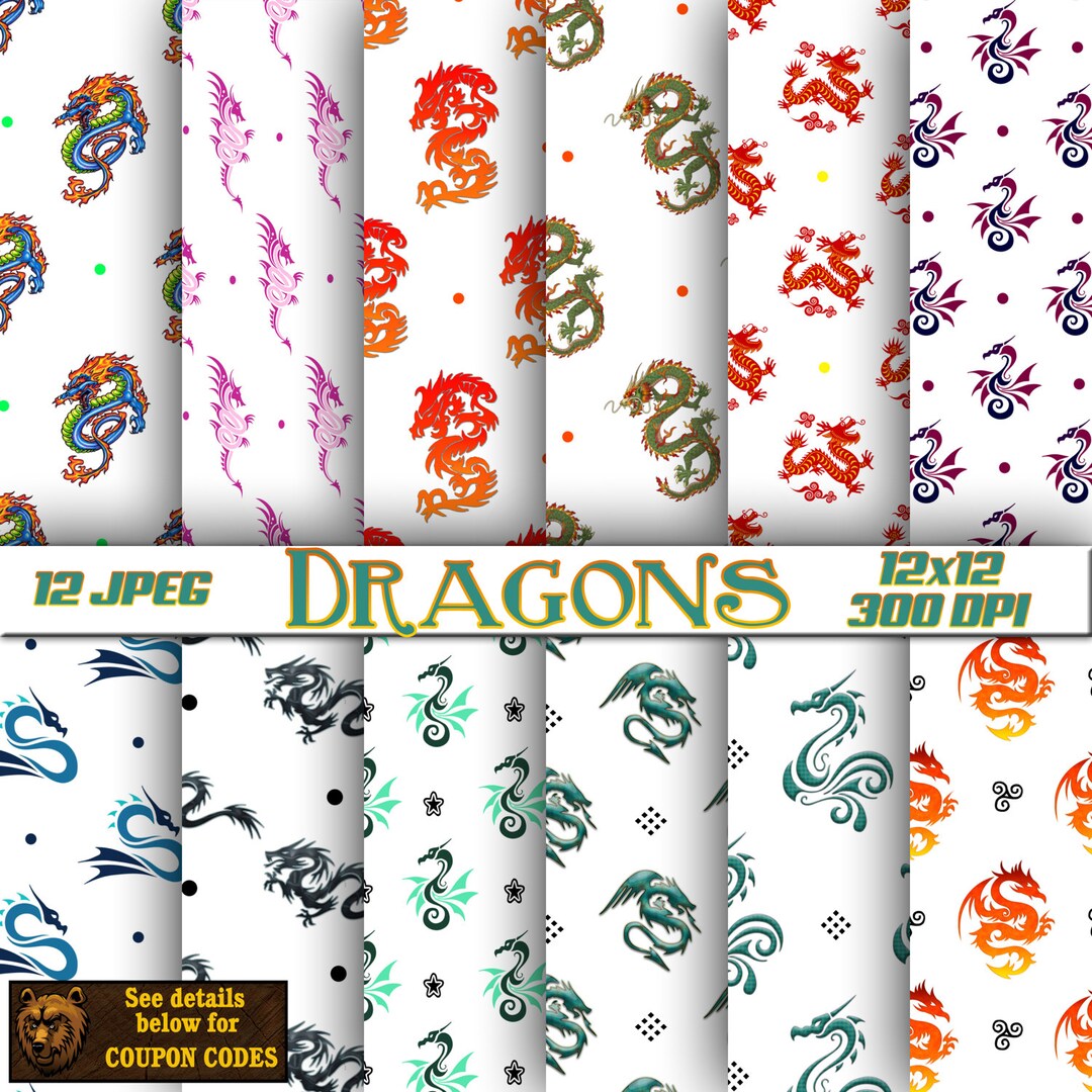 Dragon Digital Paper, Background, Digital Scrapbook - Etsy