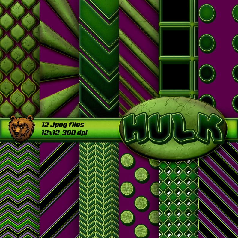 Hulk Digital Paper, Instant Download, Digital Paper, Scrapbook ...
