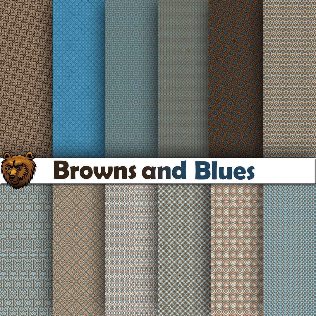 Brown and Blue Digital Paper, Scrapbook Paper, Background Paper - Etsy