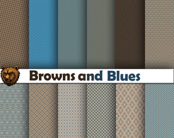 Brown, Green and Blue Digital Paper, Scrapbook Papers, Wallpaper ...