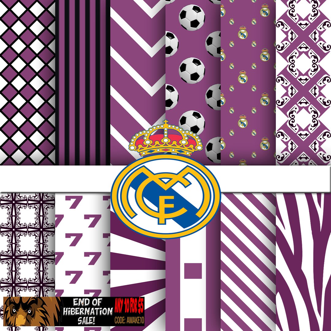 Real Madrid Digital Paper, Real Madrid Scrapbook Paper, Real Madrid ...