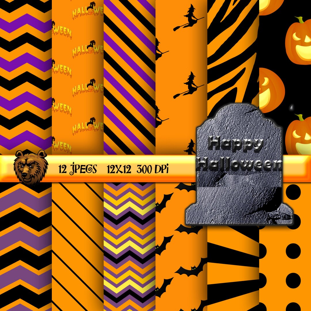 Halloween Digital Paper, Halloween Background, Scrapbooking, Instant ...