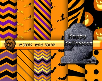 Halloween Digital Paper Ghost Scrapbook Paper Spider Paper - Etsy