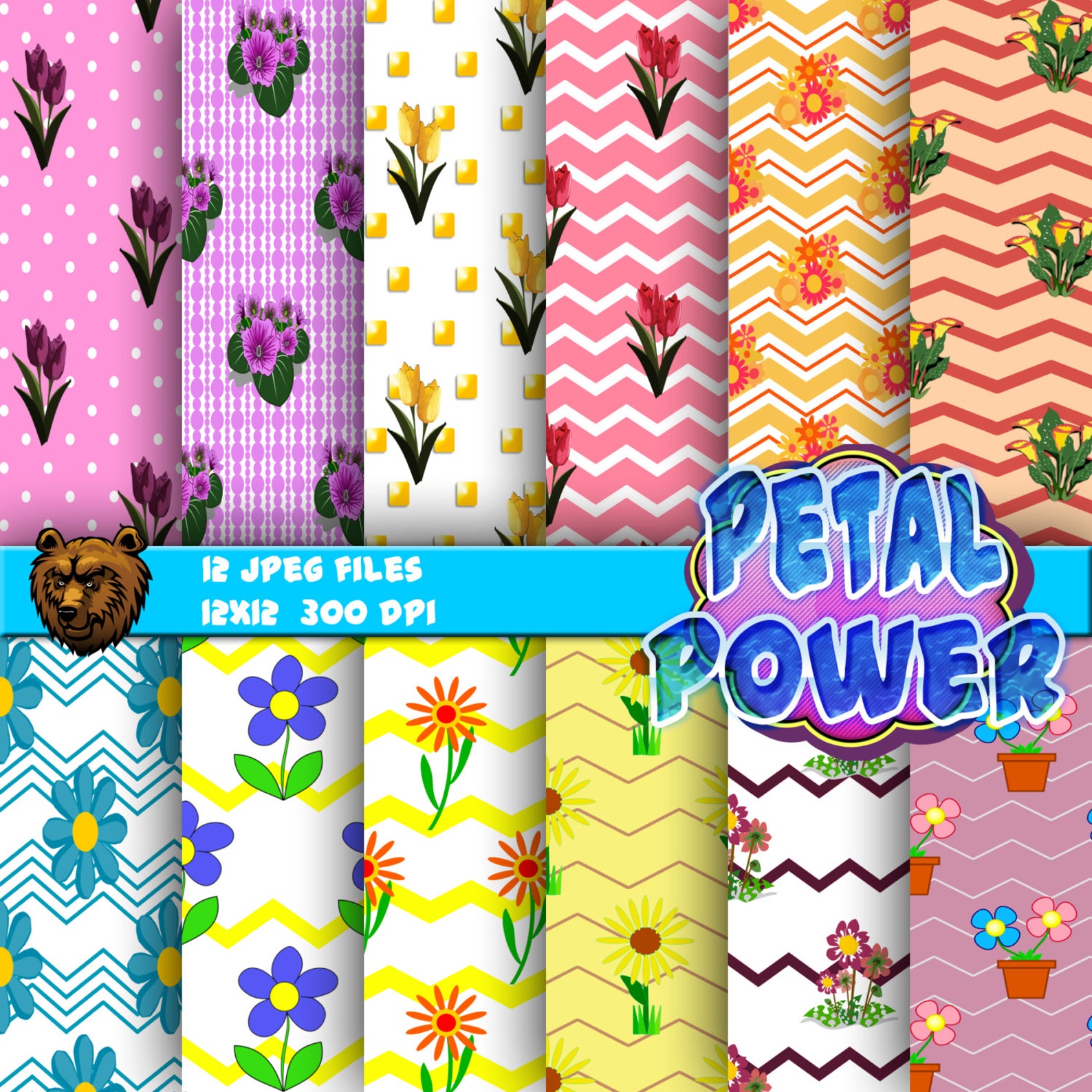 Floral Digital Paper, Flowers, Digital Download, Instant Download ...
