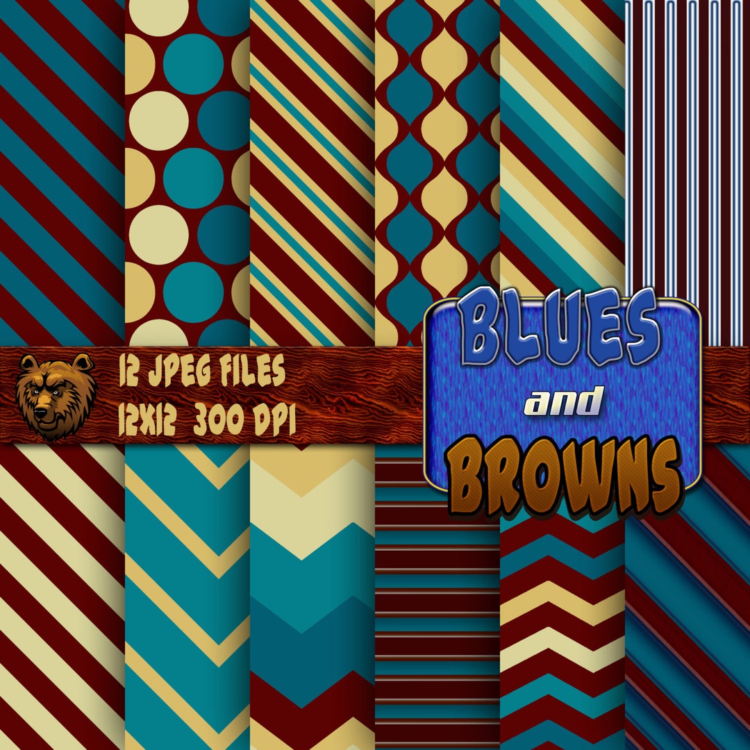 Blue Brown Digital Paper, Digital Download, Instant Download ...