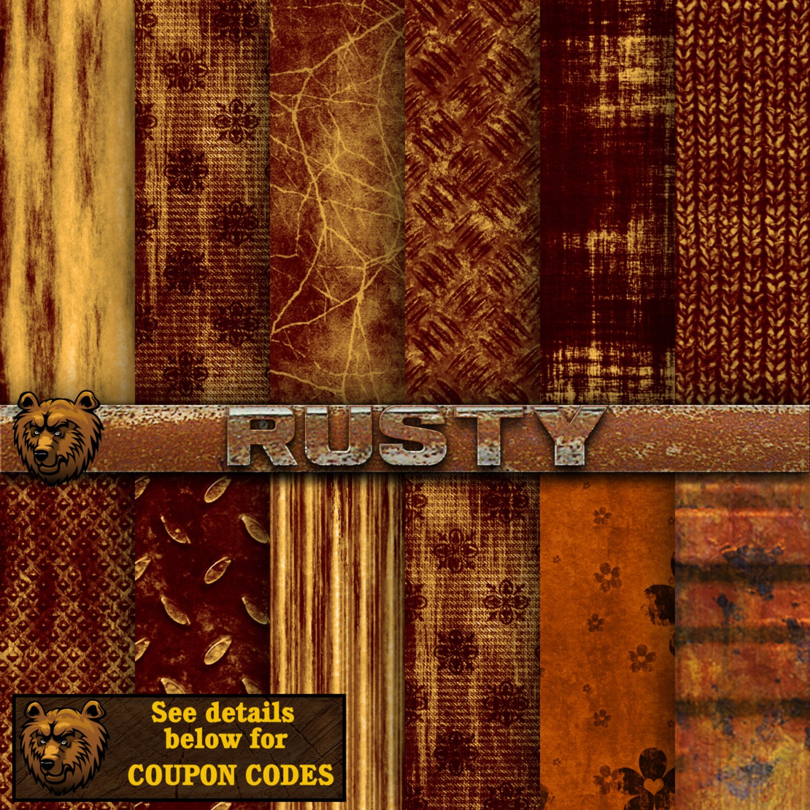 Rusty Digital Paper, Texture Digital Paper, Background, Scrapbook Paper ...