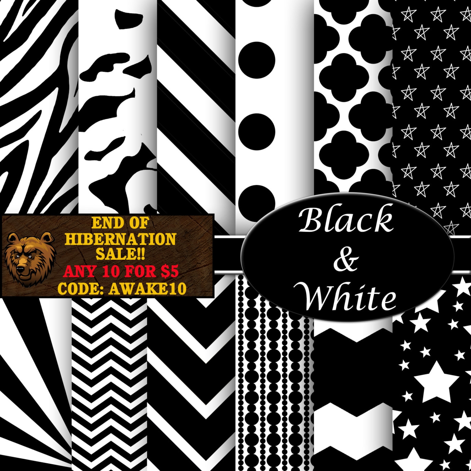 Black and White Digital Paper, Background, Scrapbook Paper - Etsy