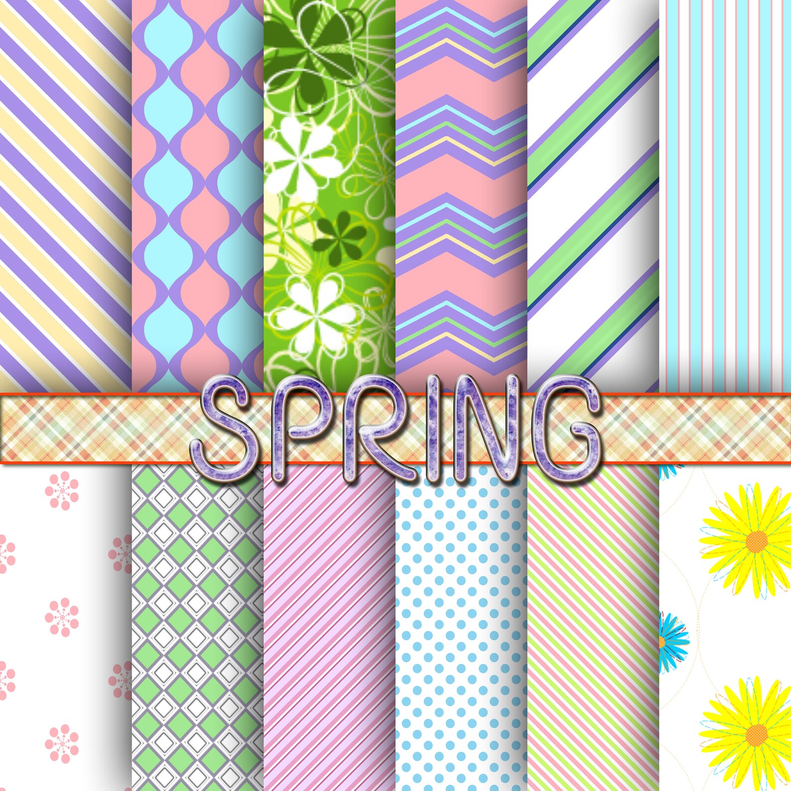Spring Digital Paper, Spring Scrapbook Paper, Spring Background - Etsy